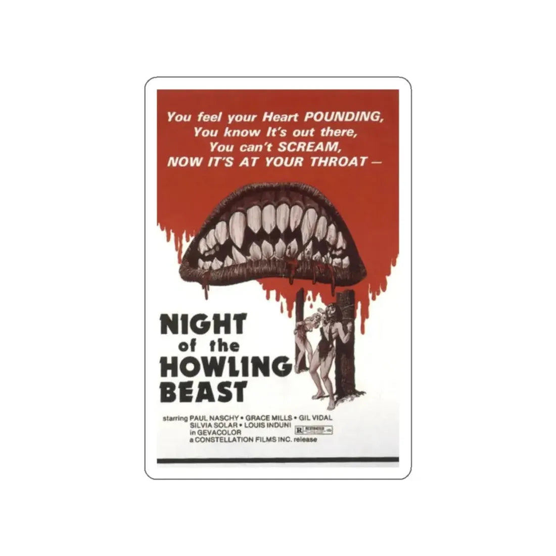 NIGHT OF THE HOWLING BEAST (WEREWOLF AND THE YETI) 1975 Movie Poster S – The Sticker Space