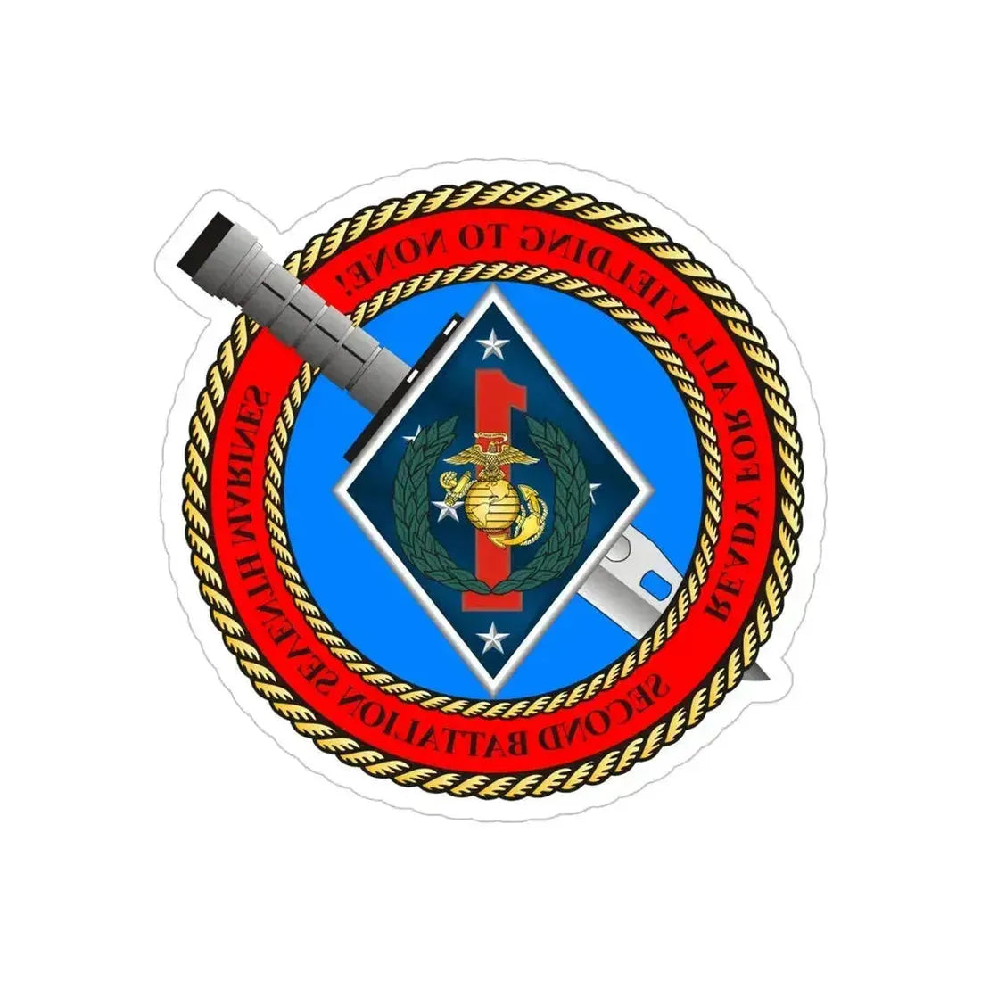 2nd Bat 7th Marines (USMC) REVERSE PRINT Transparent Die-Cut STICKER ...