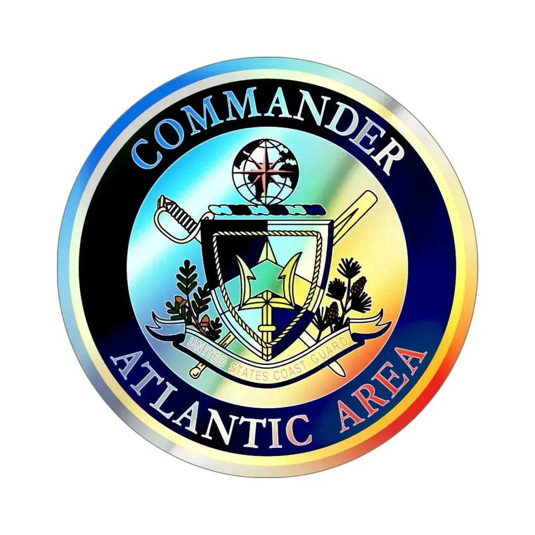 COMMANDER ATLANTIC AREA (U.S. Coast Guard) Holographic STICKER Die-Cut ...
