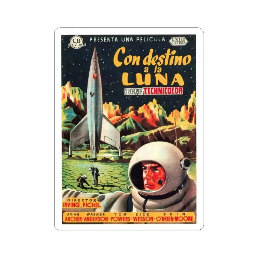 DESTINATION MOON (SPANISH) 1950 Movie Poster - STICKER Vinyl Kiss-Cut ...