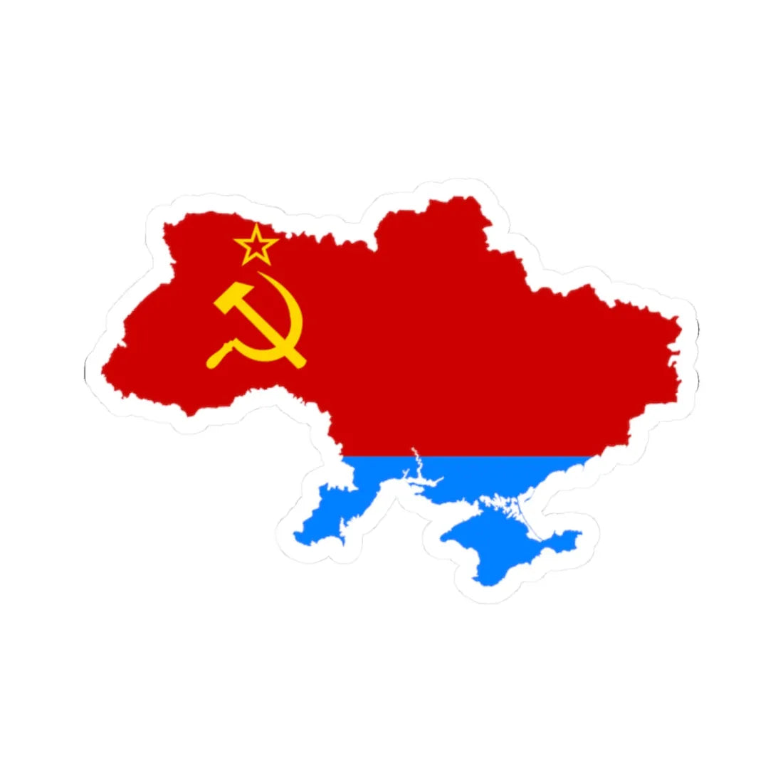 Flag map of the Ukrainian SSR 1954-1991 (Ukraine) STICKER Vinyl Kiss-C ...