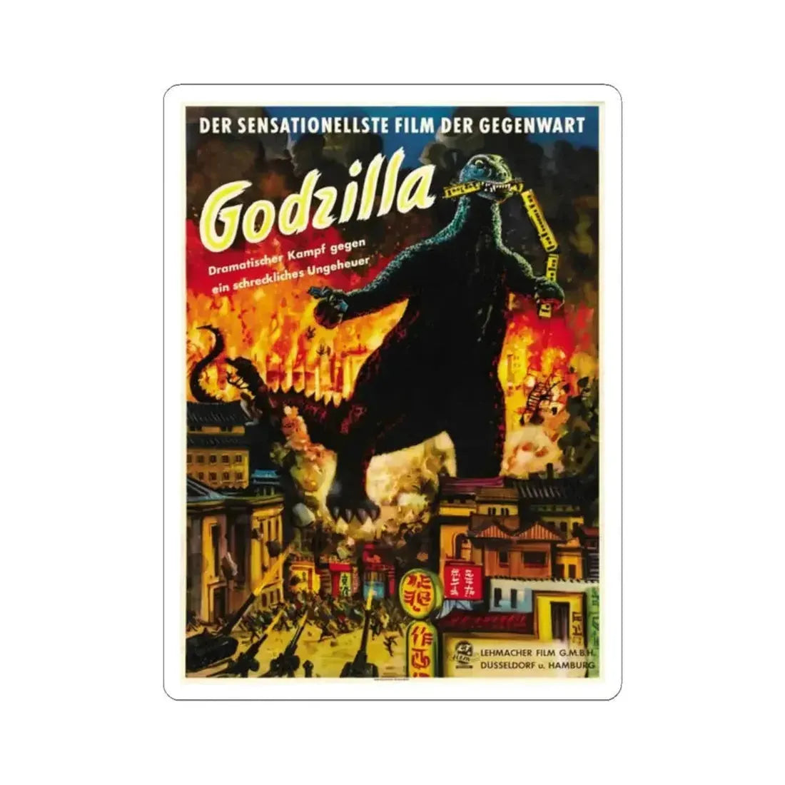 GODZILLA (GERMAN) 1954 Movie Poster - STICKER Vinyl Kiss-Cut Decal ...