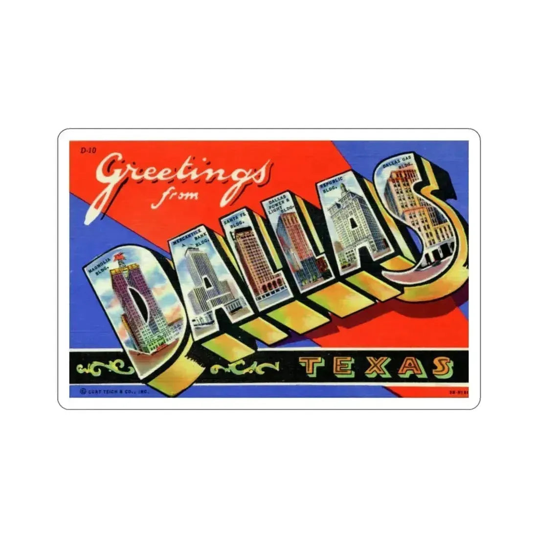 Greetings from Dallas Texas (Greeting Cards) STICKER Vinyl Die-Cut ...