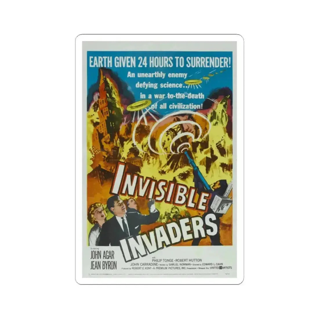 INVISIBLE INVADERS 1959 Movie Poster - STICKER Vinyl Kiss-Cut Decal ...