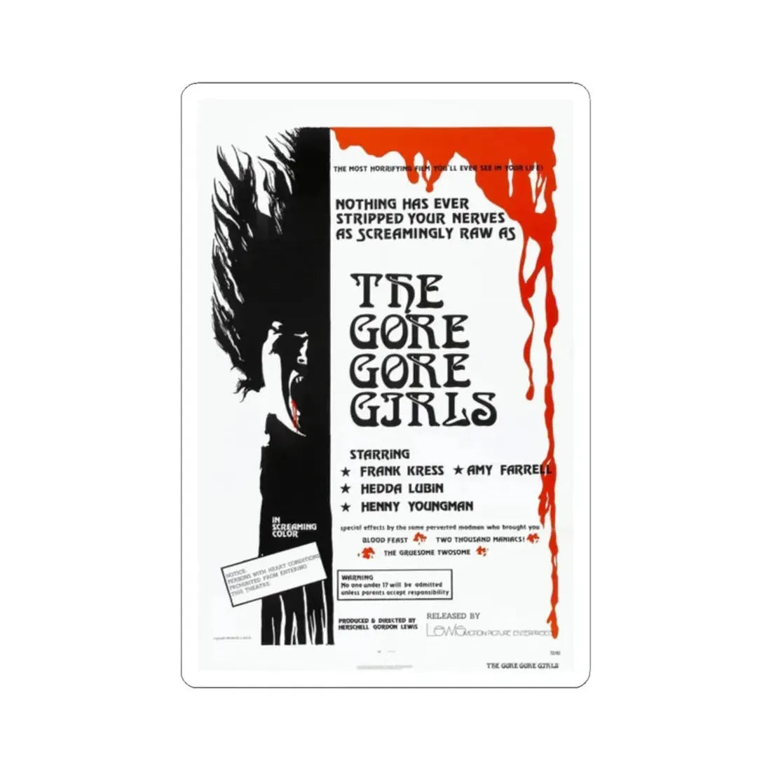 THE GORE GORE GIRLS 1972 Movie Poster - STICKER Vinyl Kiss-Cut Decal ...