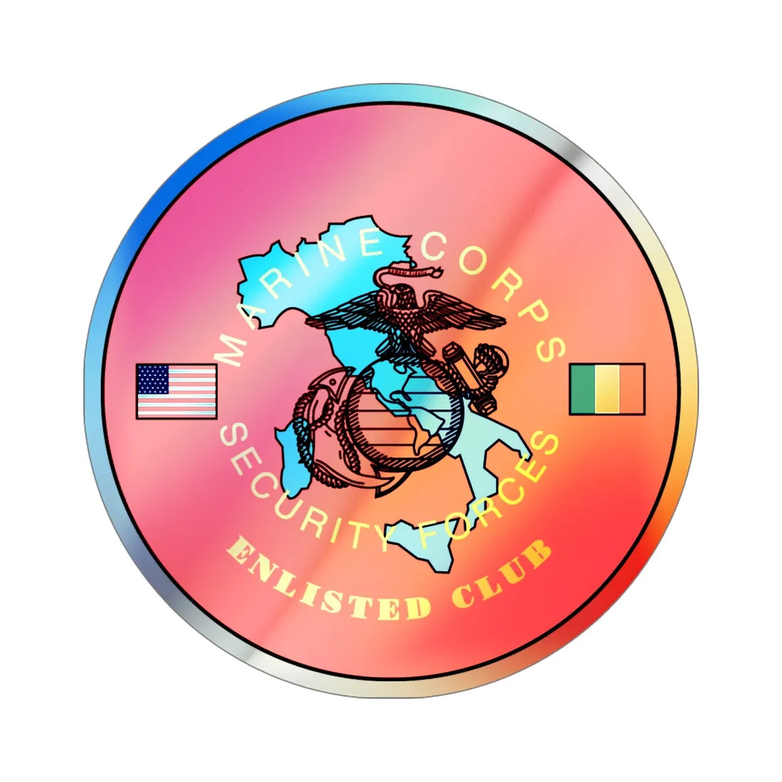 USMC Sec Forces Enlisted Club (USMC) Holographic STICKER Die-Cut Vinyl ...